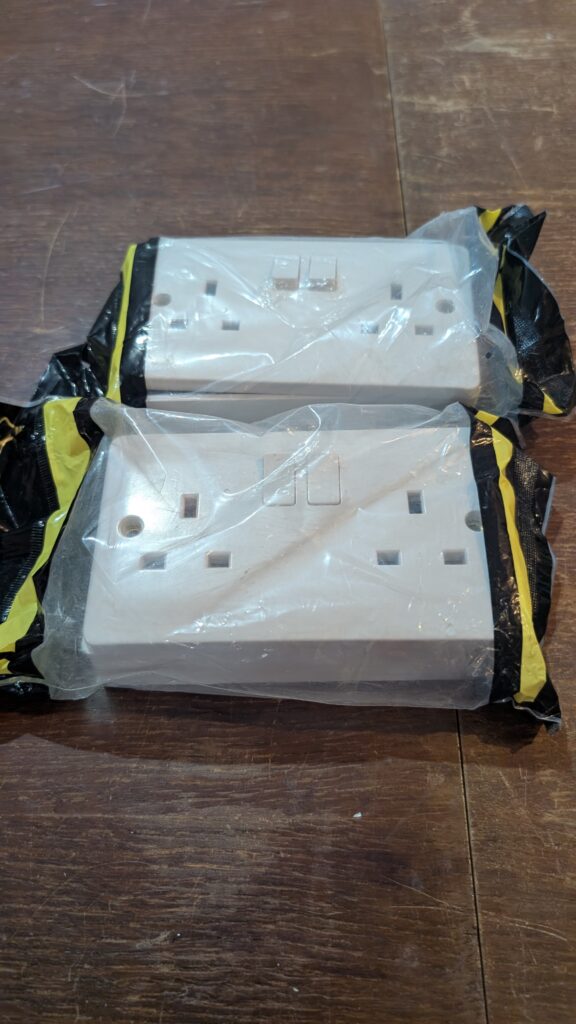 Range White 13A Electrical 2 Gang Switched Wall Socket and 25mm Surface ...